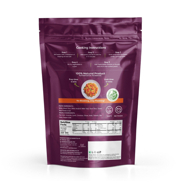White Sorghum (Jowar) Rotini with Masala Packet - 180g - Bliss Tree New ...